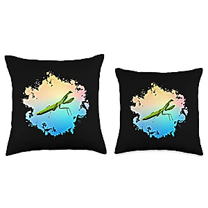 Mantis - Insects Men Women Kids Boys Girls Gift Mantis Throw Pillow, 16x16, Multicolor