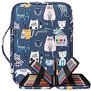 BOMKEE Coloring Pencil Case 220 Slots Pencils/Gel Pens Organizer Waterproof Travel Case Zipper Carrying Portable Pencil Markers Pen Holder Bag for Painter Writers
