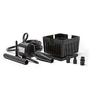 Beckett Corporation CGFK60 Submersible Pump and Container Kit Ideal for Mini Fountains, Water Gardens, and Bird Baths, Black