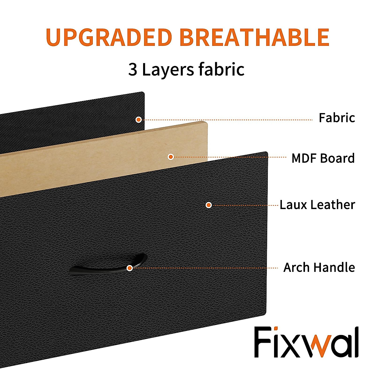 Fixwal Black LED Dresser, Dresser with 9 Drawers and Charging Station, Fabric Chest of Drawers with PU Finish for Kid Room, Entryway, Living Room, Hallway