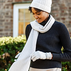 Fishers Finery Women's Cashmere Cable Knitted Scarf | Gift Box (Cream)