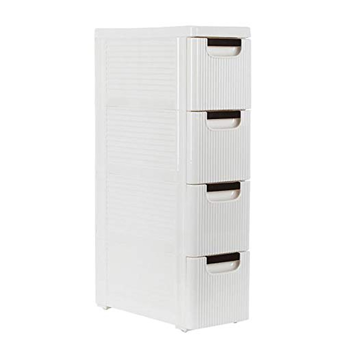 KOIECETA 4-Tire Rolling Cart Organizer Unit with Wheels Narrow Slim Container Storage Cabinet for Bathroom Bedroom