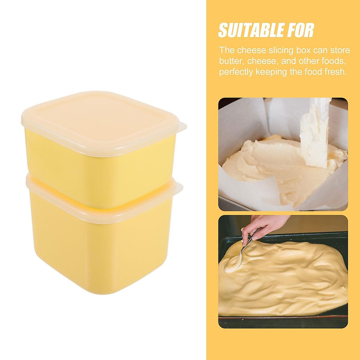 2pcs Sliced Cheese Container for Fridge Cheese Slice Holder with Lids Plastic Cheese Box for Fridge Cheese Storage Container for Fridge Cheese Container for Refrigerator