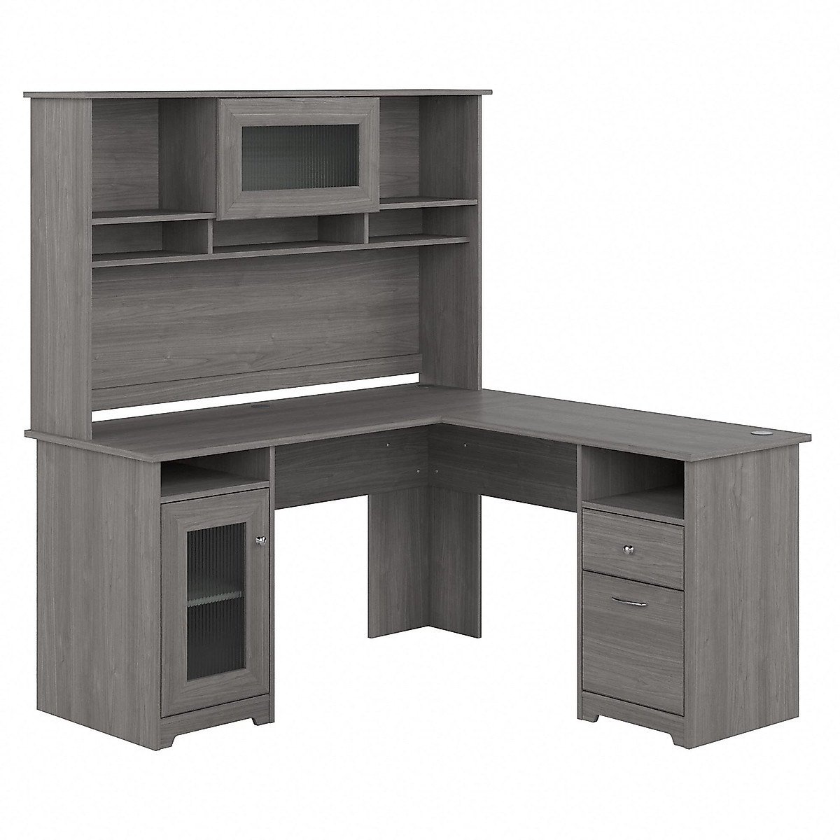 Bush Furniture Cabot L Shaped Computer Desk with Hutch, 60W, Natural Maple