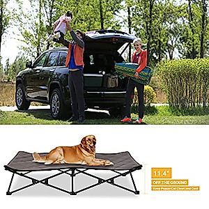 KingCamp Elevated Dog Bed Portable Raised Dog Beds Stable Folding Dog Cot Dog Camping Bed for Outdoor Travel with Washable Mesh for Small, Medium, Large Pet Weight Up to 110lbs with Carry Bag