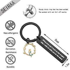 SEIRAA Fairy Tale Gift When you Can't Look on the Bright Side I Will Sit With You in The Dark (black Alic keychain)