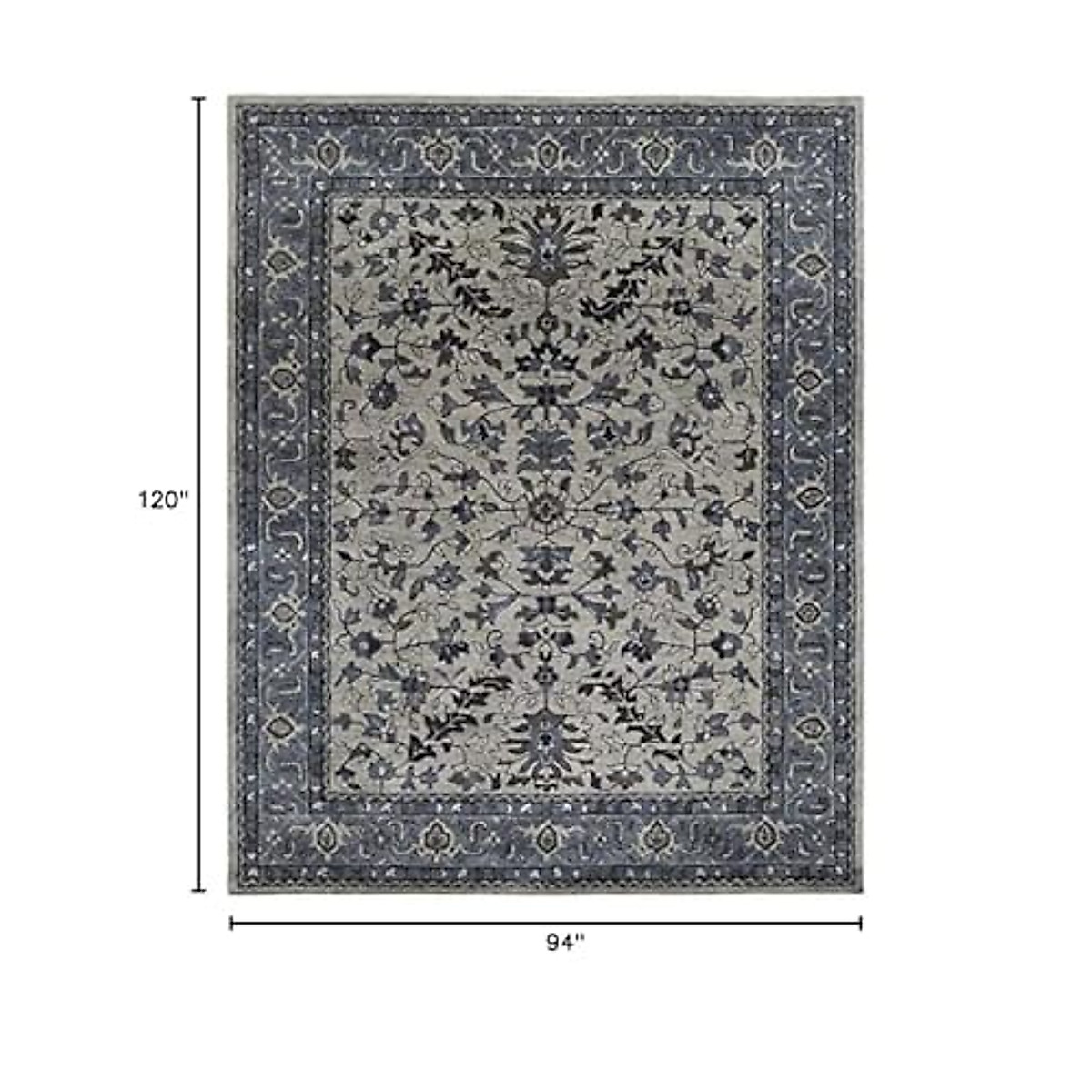 Hand Tufted Traditional Wool Area Rugs by Allen Home - Durable - 100% Wool - Living Room, Dining Room, Bedroom, and Entryway Area Rugs - 8’ x 10’ - Cabrina Gray