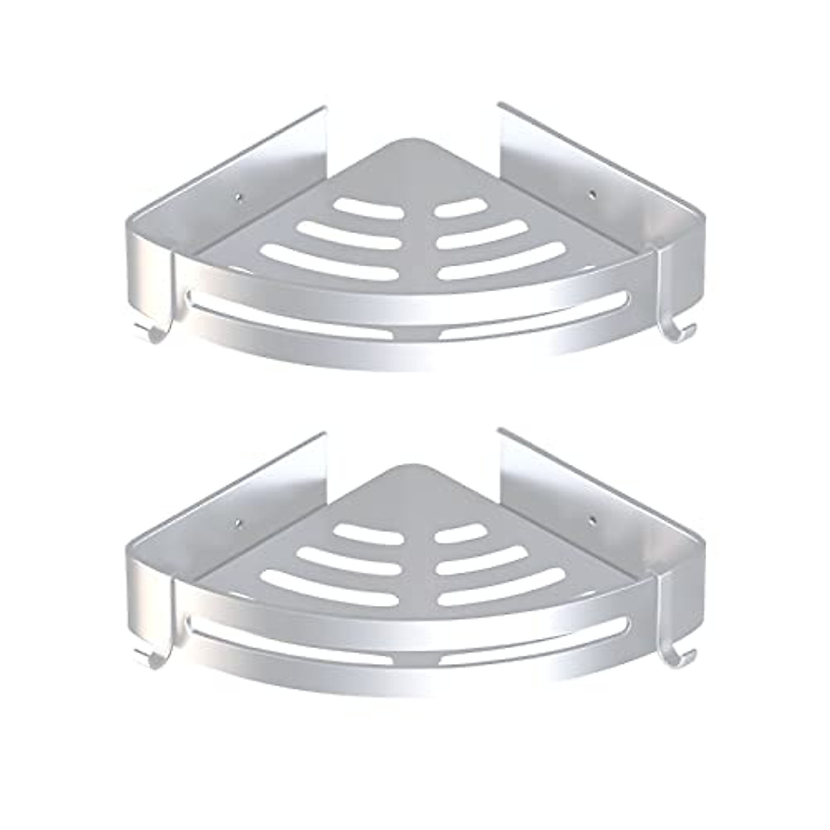 2 Pack Corner Shower Caddy,Waterproof Shower Shelf ,Bathroom Shower Organizer,No Drilling Shower Shelves , Thickened Anti-Rust Space Aluminum Shower Caddy, Shower Organizer with 4 Hooks (Silver)
