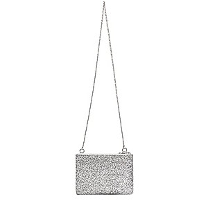 LAM GALLERY Sparkling Silver Evening Clutch Handbag Bling Small Crossbody Chain Bag Glitter Shoulder Tote Bag for Womens - Chain Style