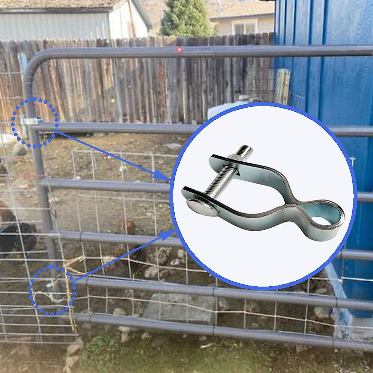 4 Pack 1-3/8inch Chain Link Fence Frame Gate Post Hinge/Galvanized Steel Zinc Plated Pipe Gate Hinge, Nut/Bolt Included