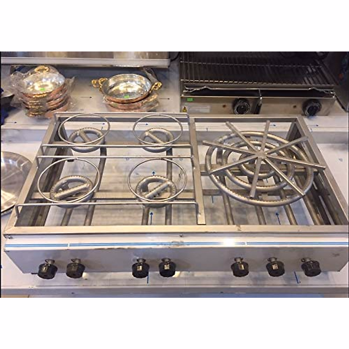 4 Small and 1 Big Burner Combo Set Kunafa Konafa Kanafeh Kunafah Kunefe Stove for Cooking Quarry 4 Small Plates and 1 Big Plate Included Works with Propane Gas (LPG)