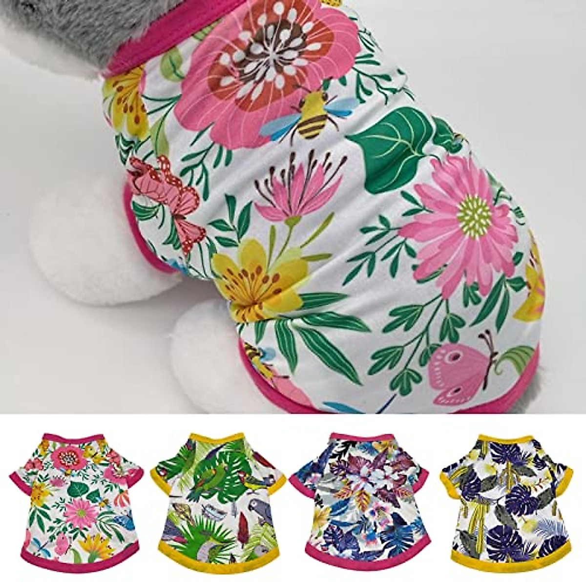 hionre Attractive Pet Shirt Fine Workmanship Fabric Breathable Plant Printed Pet Clothes for Summer Pet Shirt for Outdoor
