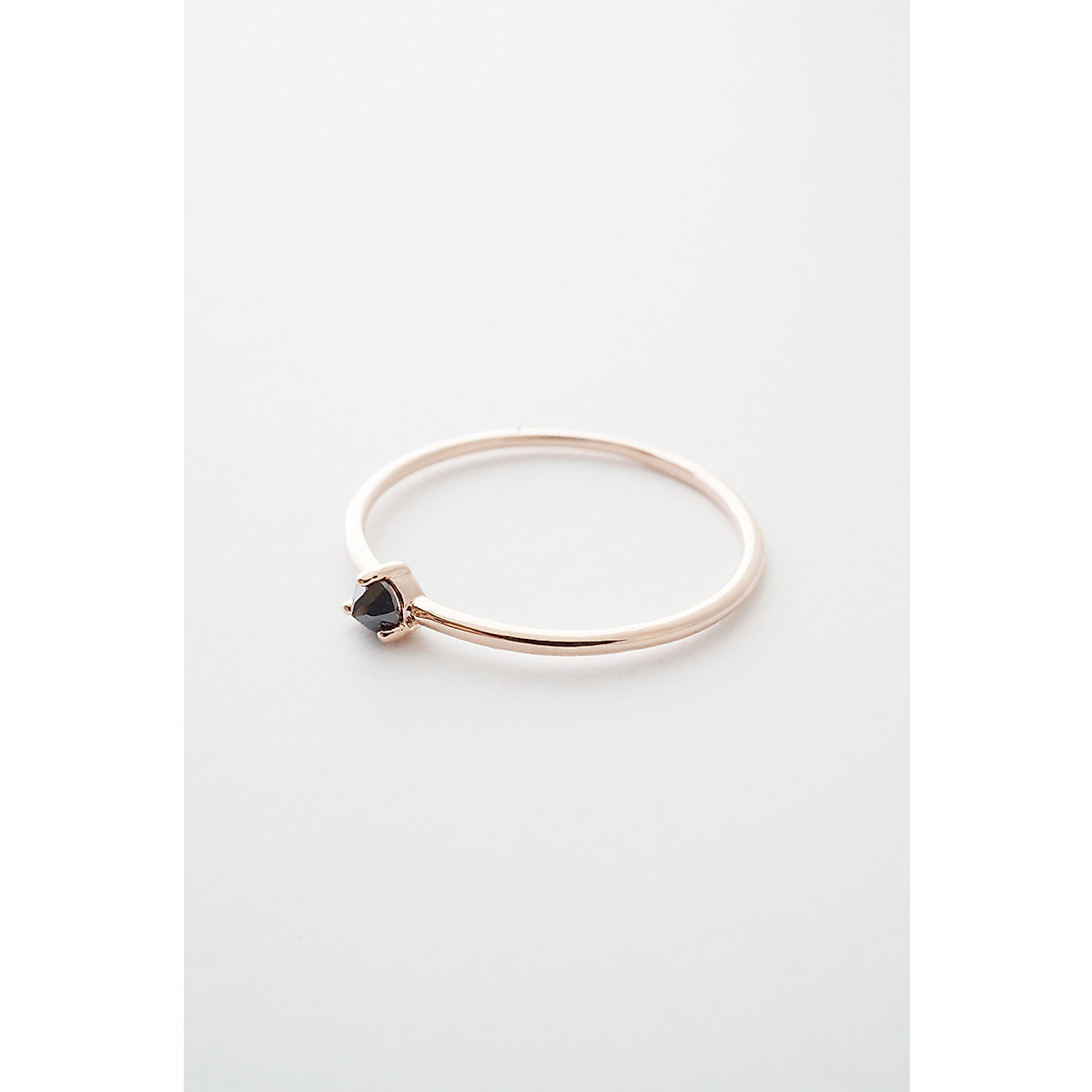 Honeycat Black Iron Ore Crystal Point Ring in 18k Rose Gold Plate | Minimalist, Delicate Jewelry (RG, 6)
