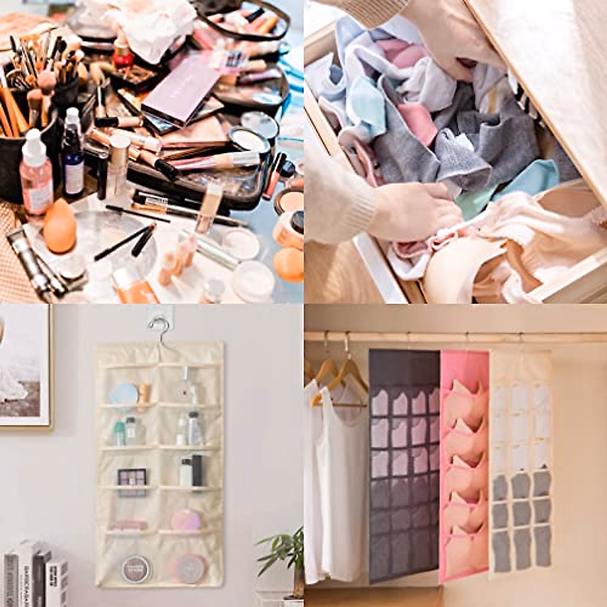 Large Bra holder Organizer Hanging Bra Storage Bra Hanger Especially suitable for sports bra, training bra, socks, baby clothes, shoe,bedroom storage,school dormitory storage(Gray, 1PCS 6+18 Grids)