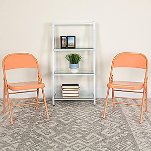 Flash Furniture Metal Folding Chairs, 2 Pack, Sedona Coral