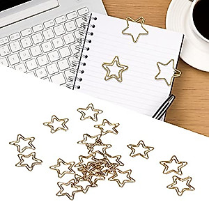 40Pcs Cute Paper Clips, Gold Paper Clips Star Shaped Paper Clip Fun Paper Clips Small Paper Clips Mini Bookmark Clips with 2 Clear Boxes