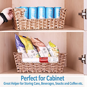 ROSOS Wicker Storage Basket 2 Pack, Large Wicker Baskets for Storage 15", Waterproof Plastic Wicker Baskets for Organizing, Open-Front Storage Baskets for Shelves