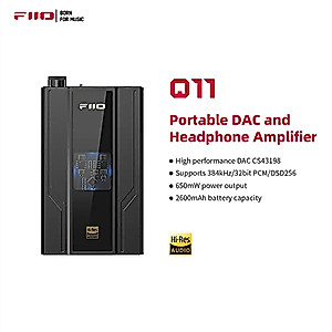 FiiO JadeAudio Q11 DAC Headphone Amplifier DSD256 PCM 32bit/384bit for Smartphones/PC 3.5mm 4.4mm Outputs