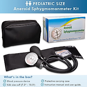 NOVAMEDIC Professional Black Pediatric Size Blood Pressure Machine, 7.2”-10.5", Aneroid Sphygmomanometer Medical Supplies, Manual Emergency BP Monitor for High Blood Pressure with Carrying Case