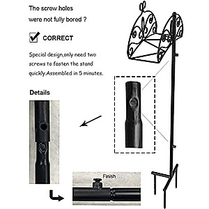 TREEZITEK Garden Hose Holder Hanger Detachable Metal Sturdy Water Hose Storage Stand for Outside Yard Lawn,Black