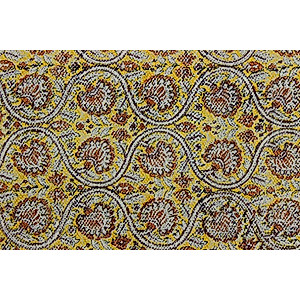 Casavani Hand Block Printed Cotton Dhurrie Floral Tassel Rug Boho Area Rug Easy Care Washable Rugs for Doormat Entryway Living Room Bedroom Hallway Balcony 12x12 Feet Square