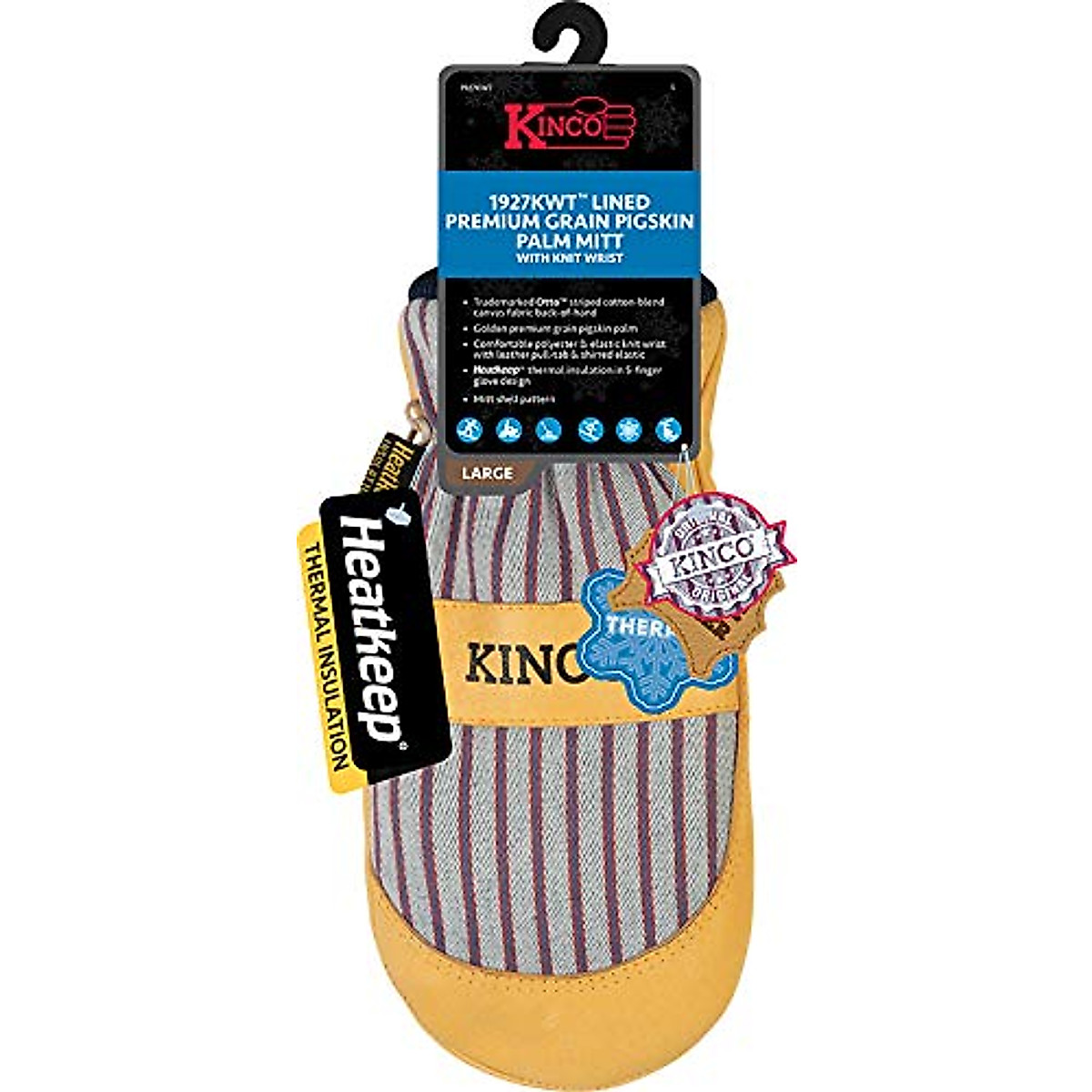 Kinco - Leather Work and Ski Mitt, Heatkeep Insulation, (1927KWT-M) (Medium)