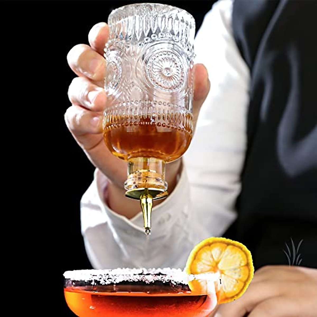 Suprobarware Bitters Bottle Set - Set of 3 Dash Bottle with Gold Dasher Top, Antique Design High White Glass Bottle for Bartender - BTSET0004 (3pcs)