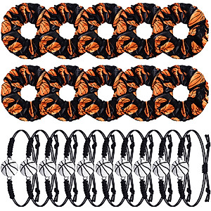 10 Pieces Adjustable Sport Hair Scrunchies and Bracelets for Teen Basketball, Volleyball, Soccer, and Softball Players