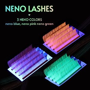 Colored Lash Extensions Classic Mix 6 Colors Rainbow Pink Yellow Green Purple White Blue Color Lashes Extension Obeyalash Colored Individual Eyelash Extension 0.07 D Curl (Mixed Candy Color 14mm)