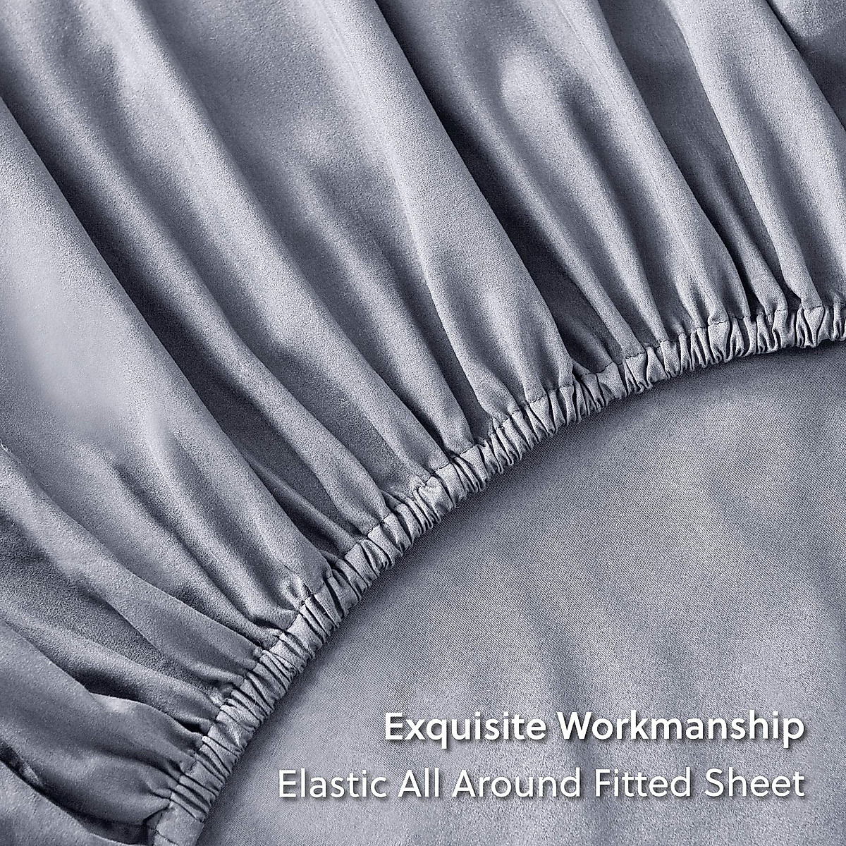 Bedsure Satin Sheets - Grey Satin Sheets Queen Size for Hair and Skin, Gifts for Women