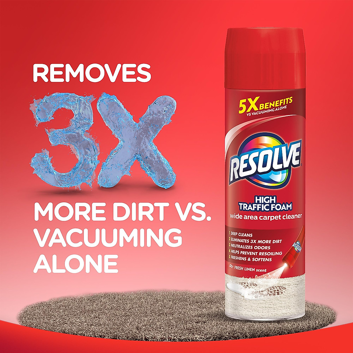 Resolve High Traffic Carpet Foam, 22 oz Can, Cleans Freshens Softens & Removes Stains