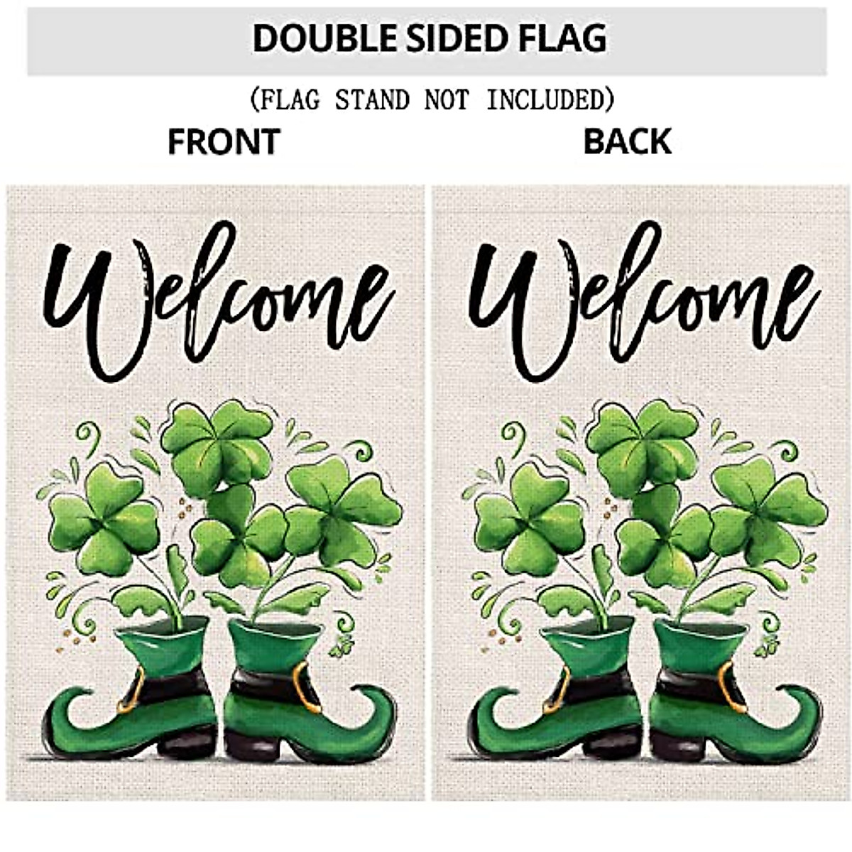 Welcome St Patricks Day Garden Flag 12x18 Double Sided Shamrock in The Boots Small Yard Flag,Spring Saint Patrick Decors for Farmhouse Outdoor Outside Holiday