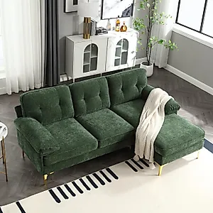 Tmsan 83.8" Small Convertible L Shaped Sofa Couch, Modern Chenille Sectional Sofa with Chaise Lounge, Comfy 3 Seater Couch for Living Room Bedroom Apartment Office Small Spaces