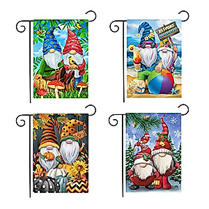 Briarwood Lane Gnomes Garden Flag Bundle (Set of 4) Spring Summer Fall Winter 12.5" x 18"
