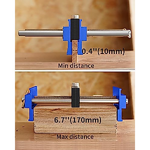 DAYDOOR Wide Capacity Self Centering Doweling Jig Kit, Adjustable Width Dowel Jig for Woodworking, 6.7inch Centering Jig for Straight Holes Biscuit Joiner Set with 6 Bushings and 3 Drill Bits(Blue)