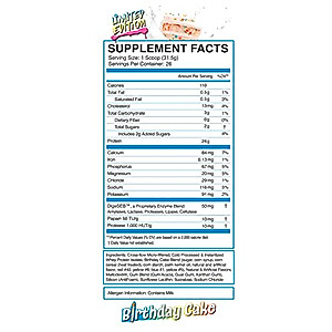 eFlow Nutrition 100% Whey Protein Isolate - Lactose-Free Digestive Enzymes Added, Low Carb, Post Workout Shake, Fast Digesting for Optimal Muscle Recovery - Birthday Cake (26 Servings)