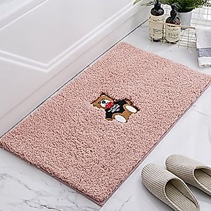 Vodiver Pink Bathroom Rugs Mat, Pink Bath Mat for Bathroom Non Slip, Ultra Soft Washable Cute and Super Absorbent Bath Rugs for Tub, Shower (20x32, Pink)