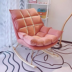 YCZHD Rocking Upholstered Rocker Glider Padded Seat with High Backrest Armchair Comfy Side Chair High-Density Sponge Lounge Chair for Living Room Bedroom Indoor and Outdoor(Color:Pink)