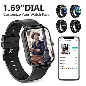 Choiknbo Smart Watch, Fitness Tracker SmartWatch for Android/iOS Phones, 1.69" Full Touch Screen with Heart Rate Sleep, Step Counter, IP68 Waterproof Smart Watches for Man/Women