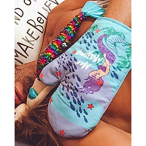 Mer-Mazing Oven Mitt Funny Mermaid Ocean Sea Mystical Kitchen Glove Funny Graphic Kitchenwear Funny Summer Novelty Cookware Blue Oven Mitt