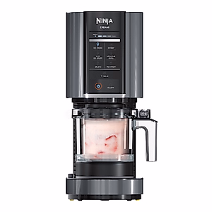 Ninja NC299AMZ CREAMi Ice Cream Maker, Matte Black & XSKPLID2CD Pints 2 Pack, Compatible with NC299AMZ & NC300s Series Creami Ice Cream Makers, BPA-Free & Dishwasher Safe, Lime & Aqua Lids, 1