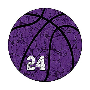 Basketball Number #24 Purple Gift for Basketball Player PopSockets Swappable PopGrip