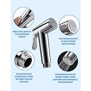 Ultra Light Bidet Toilet Sprayer Head Rustless Handheld Bidet Sprayer Cloth Bathroom Diaper Sprayer for Kitchen and Toilet-Adjustable Water Pressure Control for Feminine Wash(4PCS)