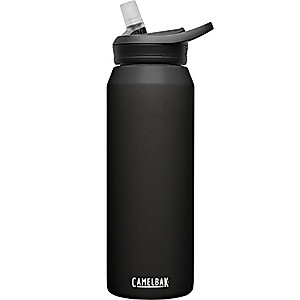 CamelBak eddy+ Water Bottle with Straw 32oz - Insulated Stainless Steel, Black
