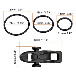 PATIKIL Fishing Hook Keeper, 10 Pack Plastic Fish Lure Bait Holder Accessories with 3 Size Rubber Rings for Fishing Rod Pole, Black