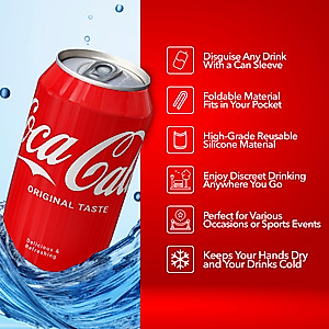 BeerSkin Skywin Silicone Can Cover Red-3 Pack 12oz (355ml), Silicone Can Sleeve, Soda Can Sleeve, Hides Can by Disguising as a Can of Soda (Horizontal)