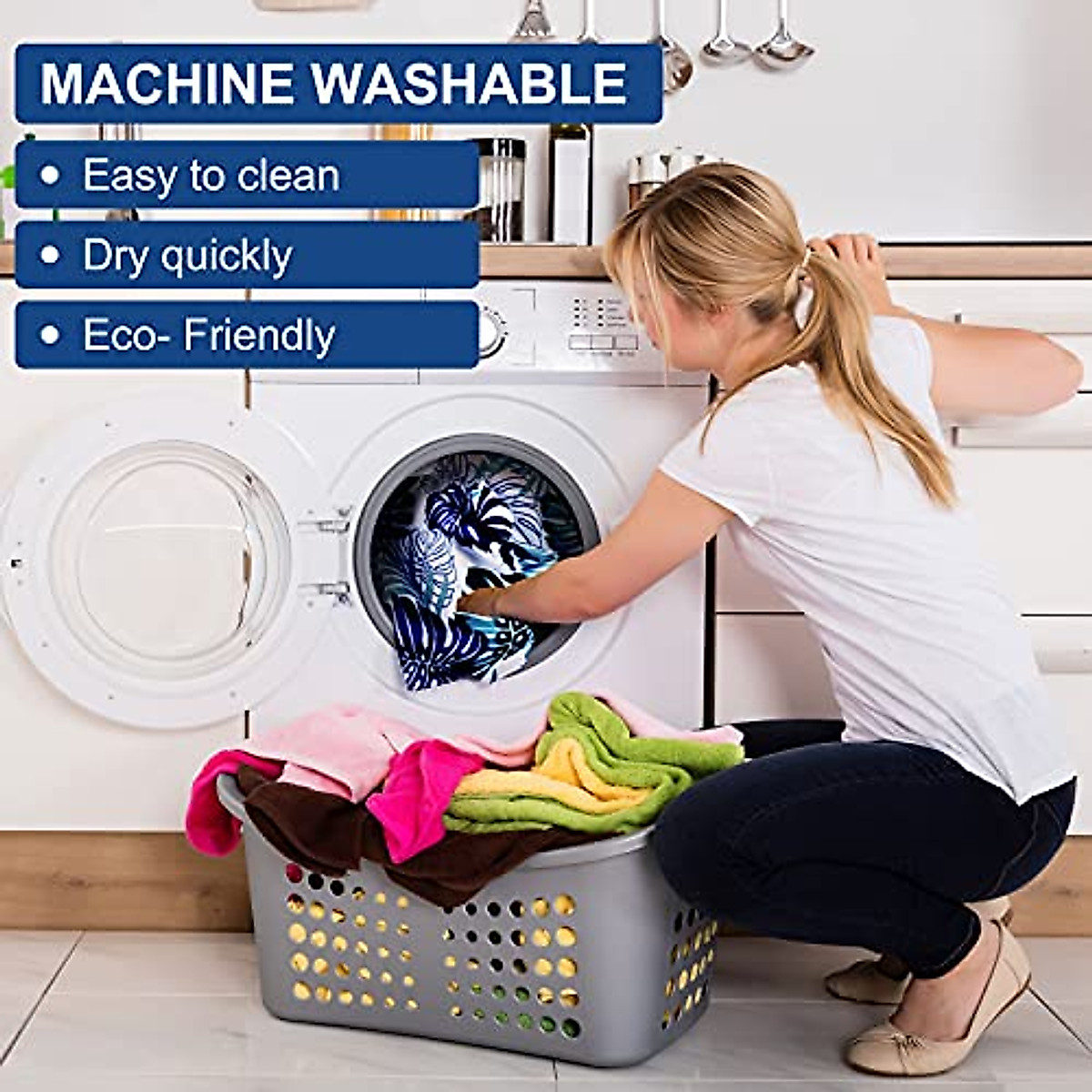 Aflngle 2-Pcs Reusable Grocery Bags with Handles Foldable Washable Shopping Bags Waterproof Large Capacity Shopping Tote Bag