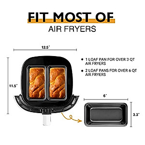 HONGBAKE Mini Loaf Pan for Baking Bread, 6 x 3.3 x 2 In Nonstick Small Banana Bread Tins Set of 3, Tiny Carbon Steel Meatloaf Pan - Dark Grey