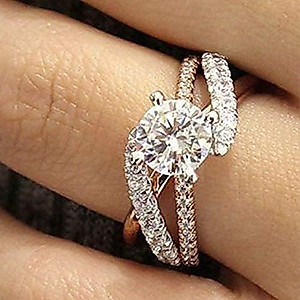 Metmejiao 18K Rose Gold Plated CZ Crystal Square Simulated Diamond Engagement Ring Promise Rings for Women （US Code 9）