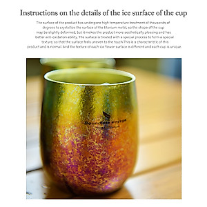 iBasingo & Boundless Voyage 8.79 fl.oz Titanium Coffee Cup Double-Layer Tea Mug Ice Flower Craft Lightweight for Camping Hiking Picnic Drinking Water Tea Wine Beer Fruit Juice (Blue-violet)-Ti3084D
